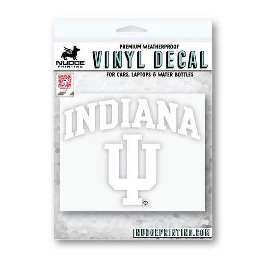 White Arched Indiana IU Sticker for Indiana University – Nudge Printing