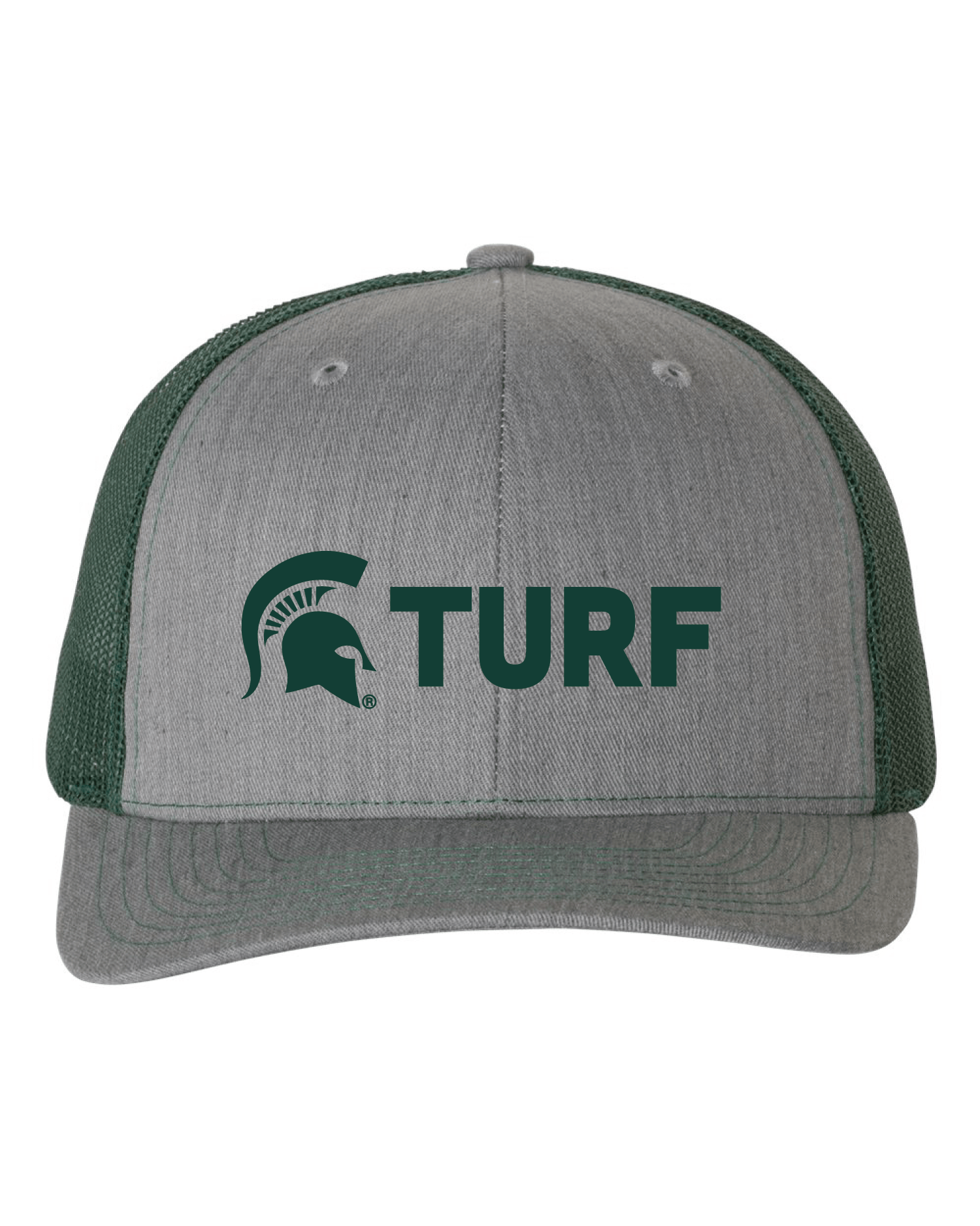 MSU Turf | Green and Grey Michigan State Turf Trucker Hat – Nudge Printing