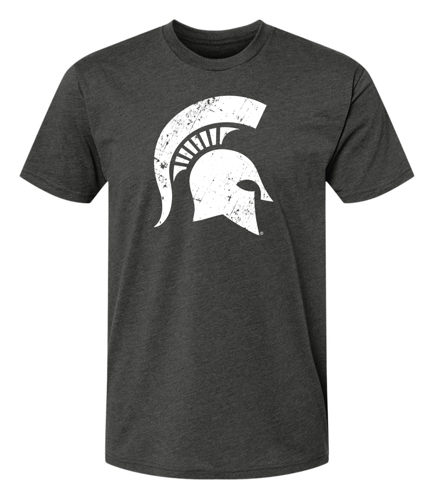 MSU Distressed Spartan Helmet Charcoal T Shirt – Nudge Printing
