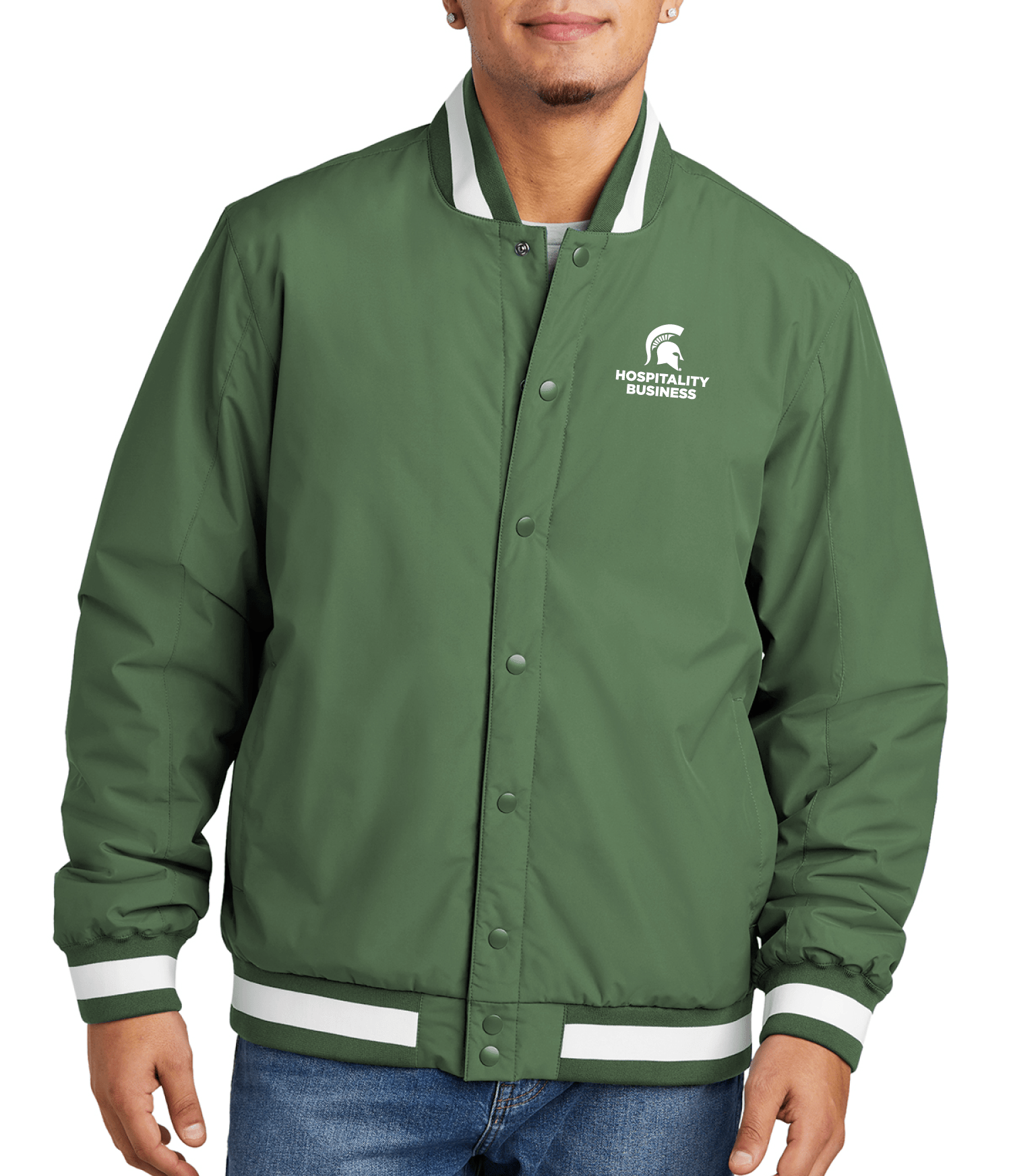 Michigan State Hospitality Business Varsity Jacket – Nudge Printing