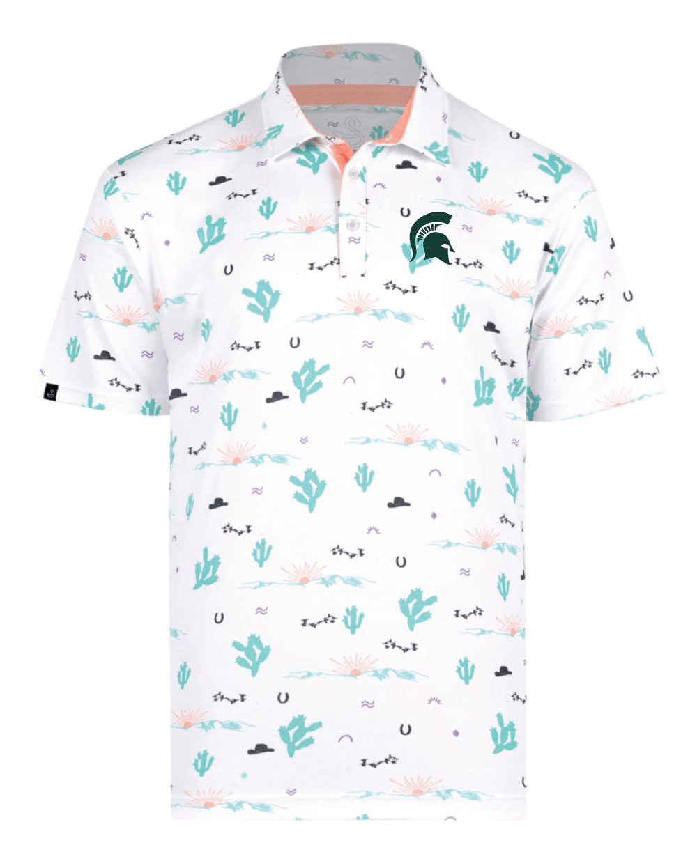 Michigan State Cactus Pattern Swannies Polo – Nudge Printing