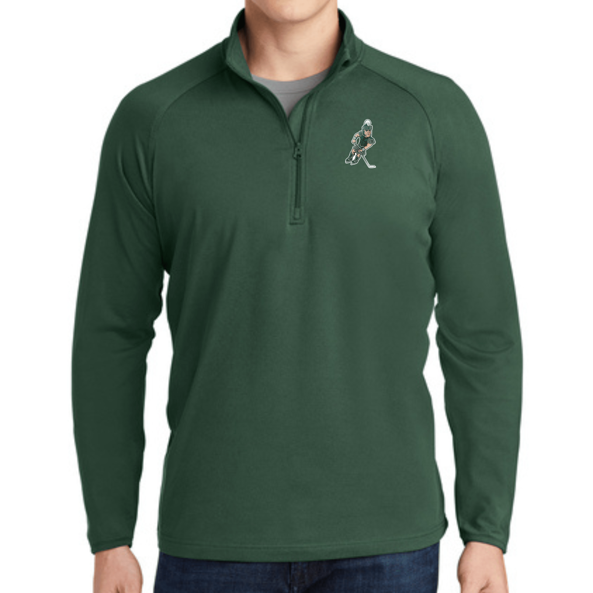 Michigan State University Hockey Sparty Green Quarter-zip – Nudge Printing