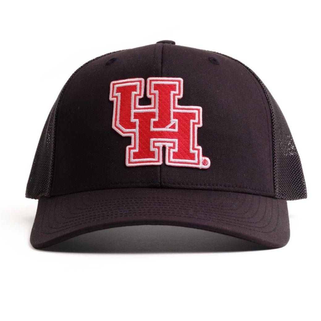 University of Houston Hat Black Trucker with UH – Nudge Printing