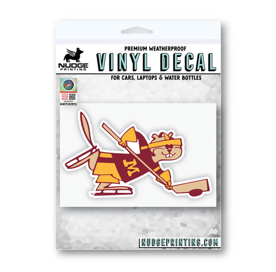 University of Minnesota | Vintage Gopher Playing Hockey Car Sticker ...