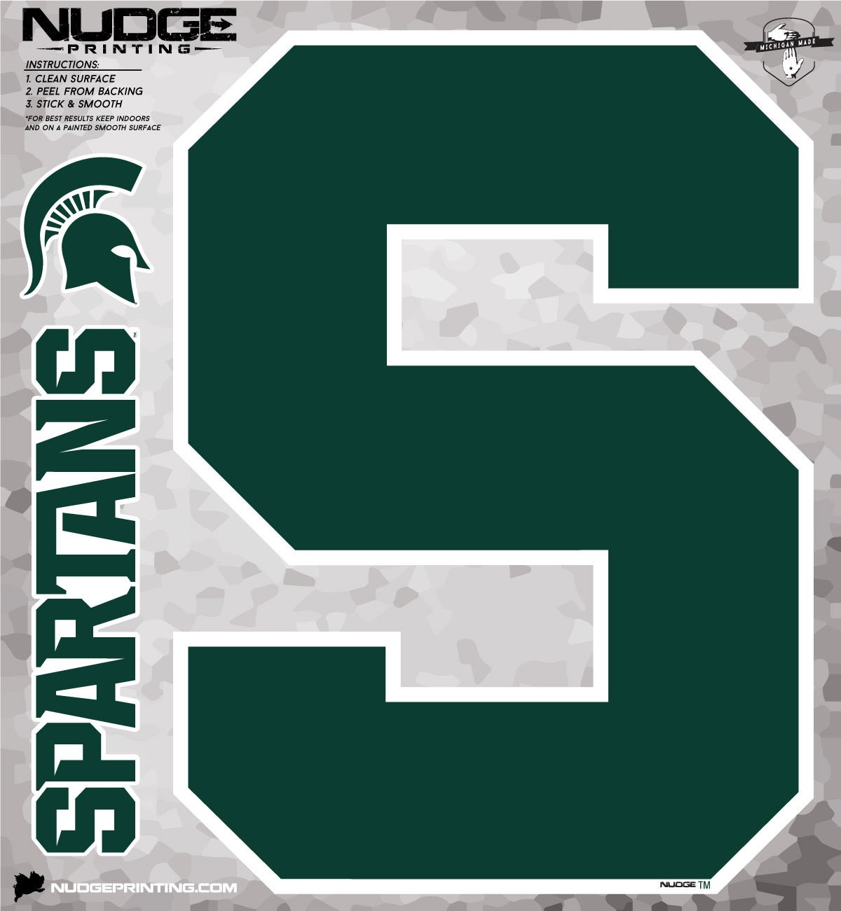 Michigan State Gear | Large Block "S" Repositionable Wall Decal | Nudge ...
