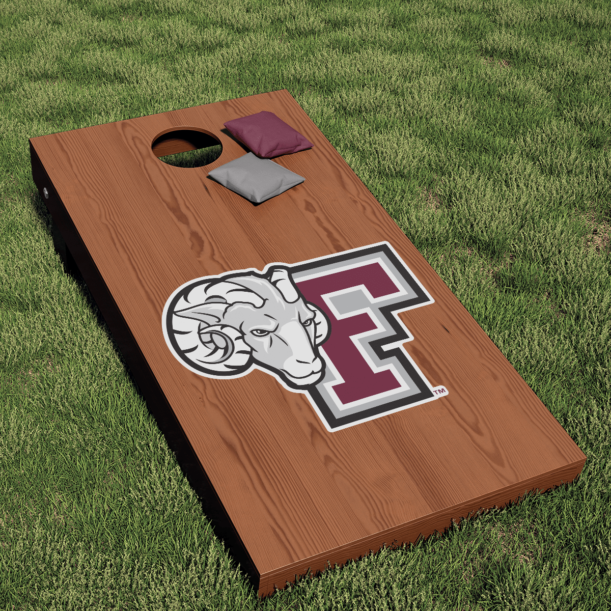 Fordham University Block F and Ram Mascot Combo Logo Cornhole Decal ...