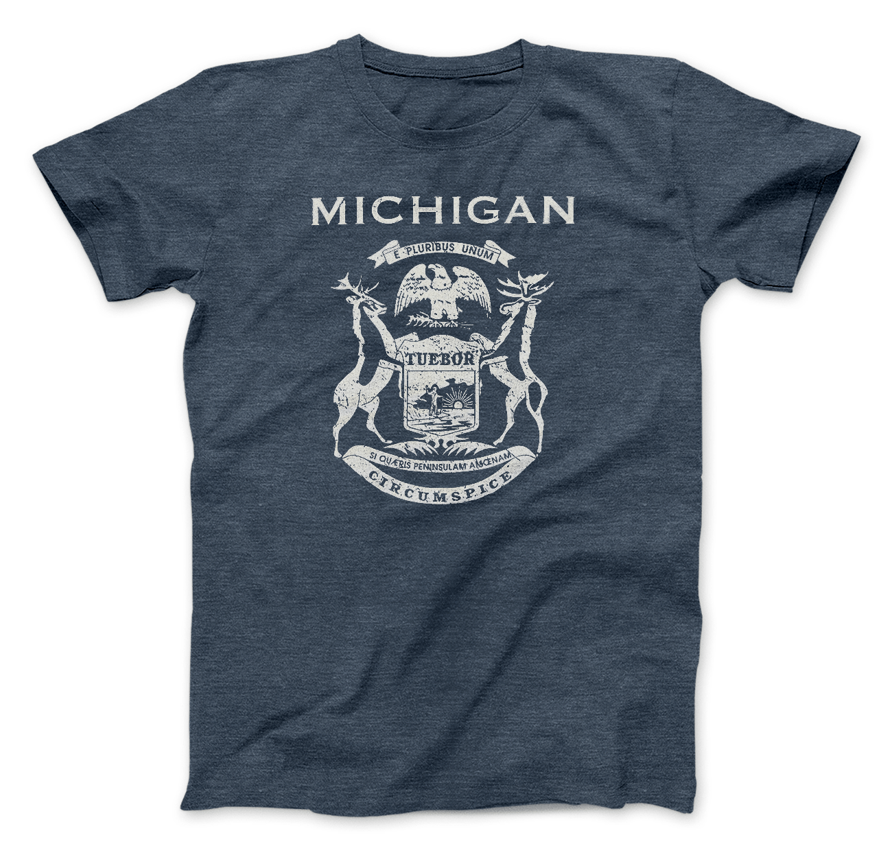 State of Michigan Flag Design Short Sleeve T-Shirt – Nudge Printing