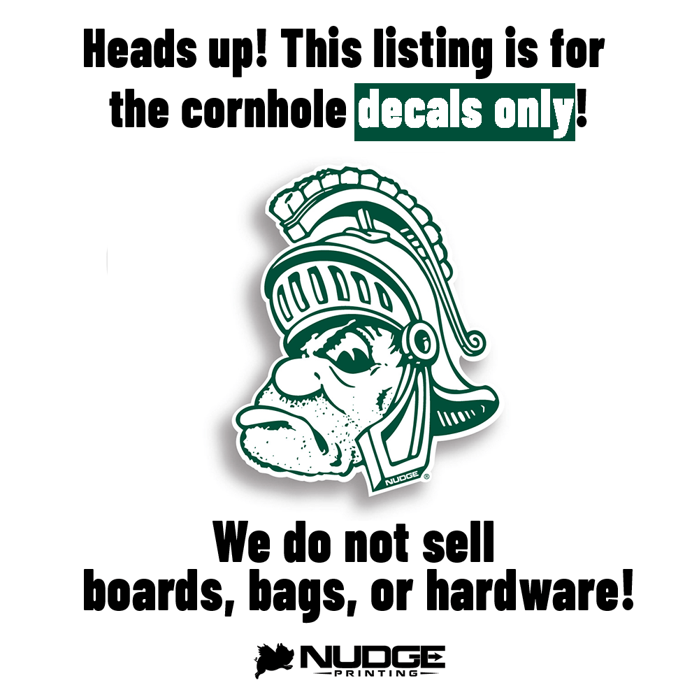 Michigan State Gear | Gruff Sparty Decal for DIY Cornhole Board | Nudge ...